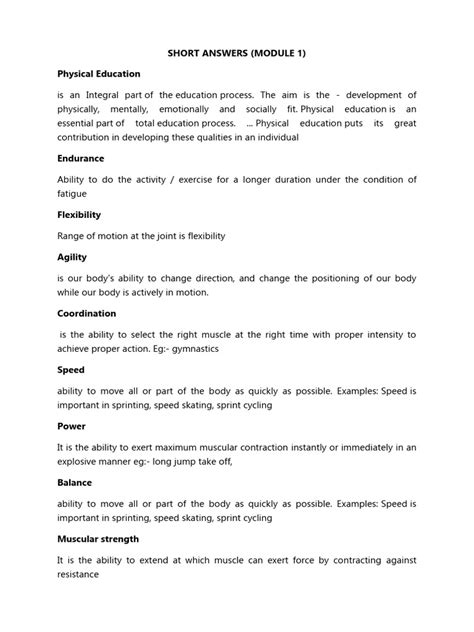 Short Answers 1 And 2 Module Pdf Vertebral Column Nutrients