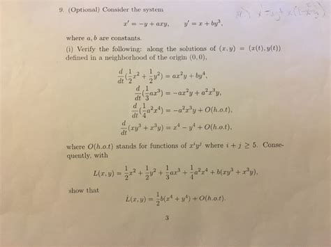 Solved Consider The System X Y Axy Y X By 3