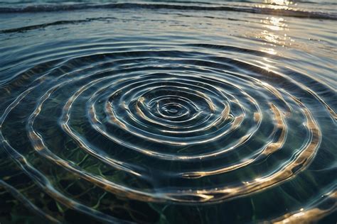 A Gentle Wave Creating Concentric Circles In A Tidal Premium Ai