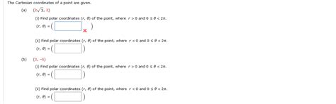solved the cartesian coordinates of a point are given find