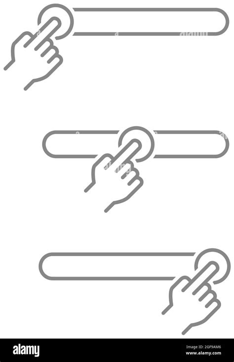 Hand Button Switch Line Icons On Off Toggle Slider Flat UI Control