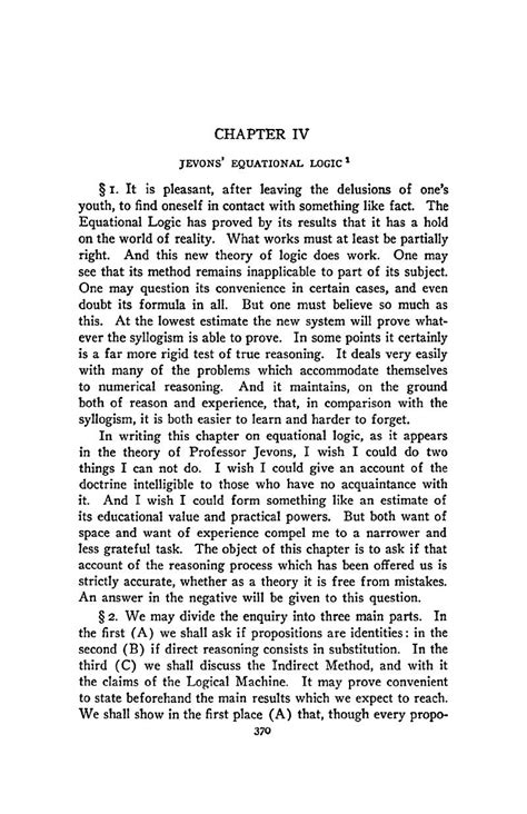 Jevons Equational Logic Chapter Iv The Principles Of Logic
