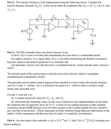 part 2 the transfer function is to be implemented
