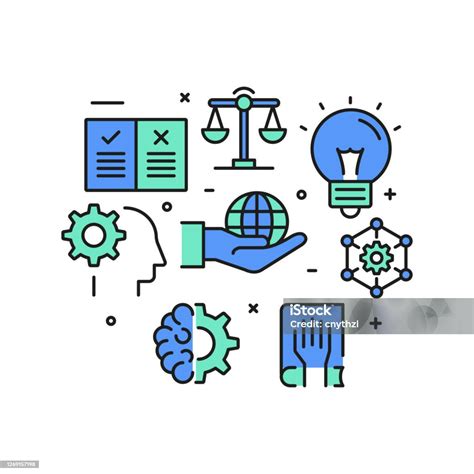 Core Values Concept Modern Line Art Icons Background Linear Style