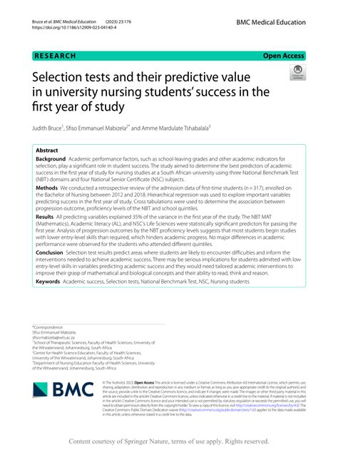 pdf selection tests and their predictive value in university nursing