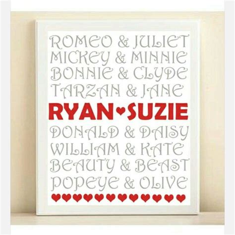 Name Canvas Wedding Engagement Ts Valentines Famous Couples