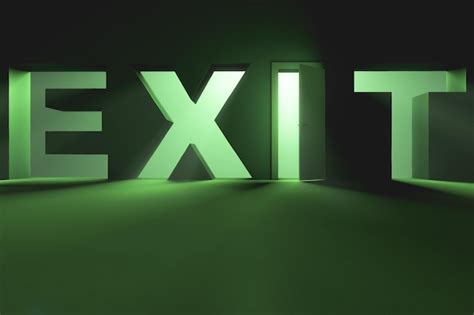 Premium Photo Exit Concept Open Door Green Light