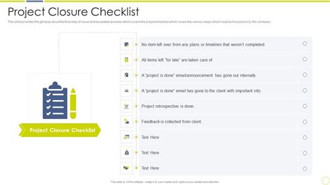 Incident And Issue Management Procedure Project Closure Checklist Ppt