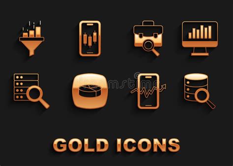 Set Pie Chart Infographic Monitor With Server Mobile Stock Trading