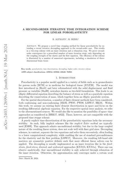 a second order iterative time integration scheme for linear