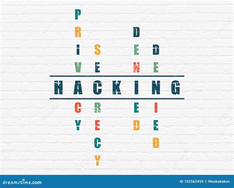 Protection Concept Hacking In Crossword Puzzle Stock Illustration