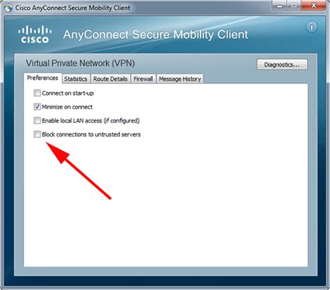 free tech answers cisco anyconnect untrusted vpn server blocked error