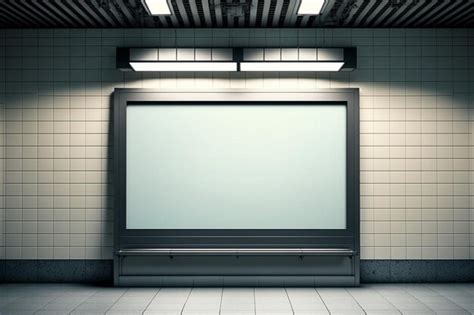 3d 렌더링 빌보드 지하철 역 빈 화면 모형 로고 또는 텍스트 Generative Ai 프리미엄 사진