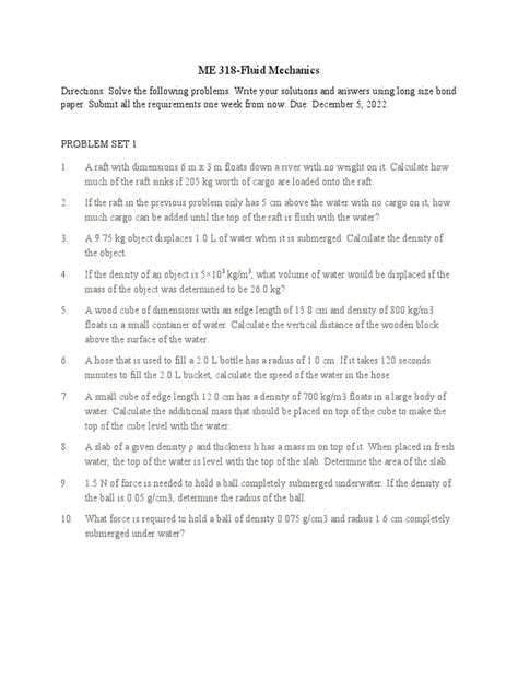 Me 318 Problem Set 1 2022 Pdf