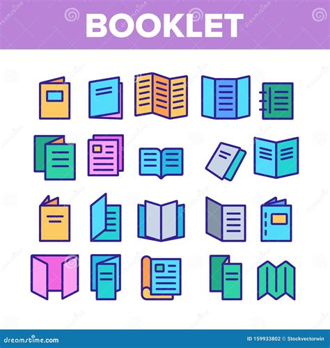 Booklet And Brochure Collection Icons Set Vector Stock Vector Illustration Of Leaflet