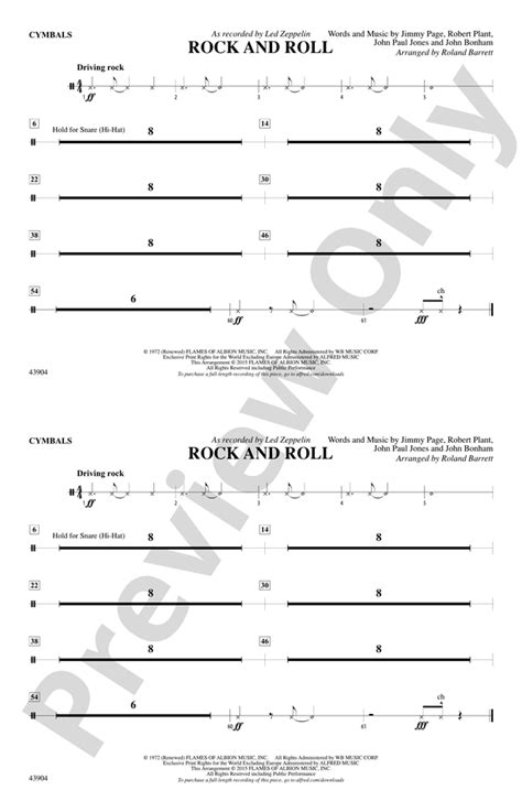Rock And Roll Cymbals Cymbals Part Digital Sheet Music Download