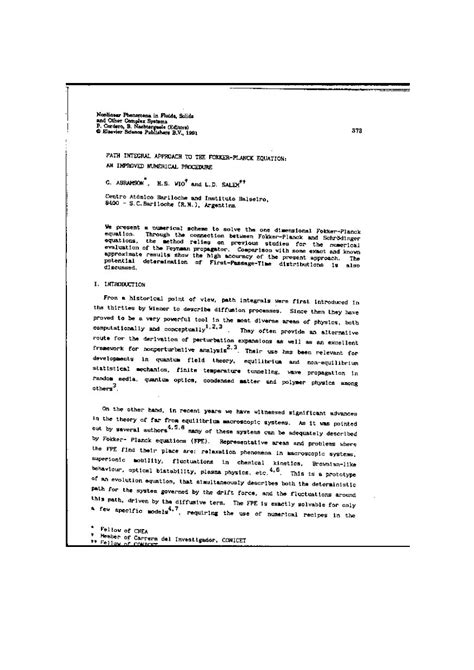 Pdf Path Integral Approach To The Fokker Planck Equation An Improved