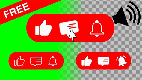Like Comment Bell With Sound Effect YouTube Buttons Green Screen Transparent