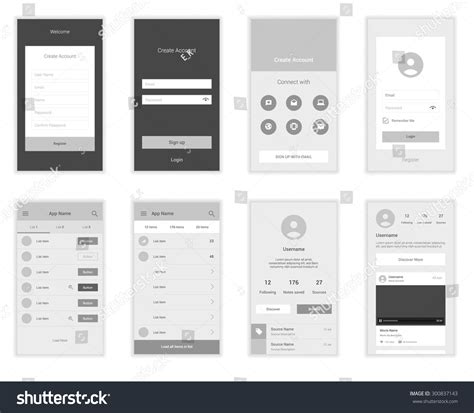 Mobile Screens User Interface Kit Modern Stock Vector Royalty Free