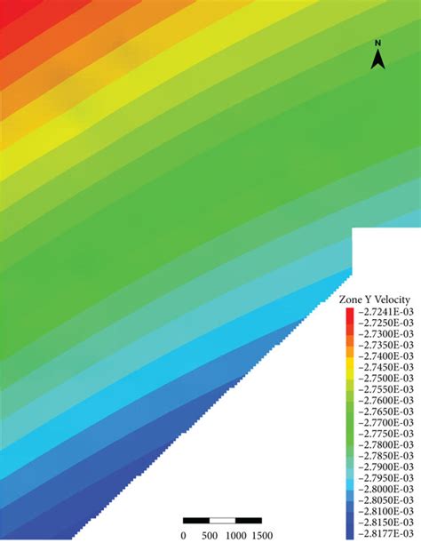 North Velocity Isogram In The Model After Applying Tectonic Stress Ma