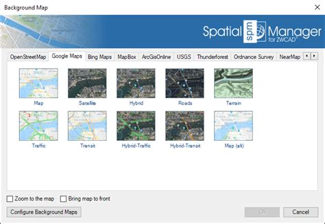 Spatial Manager For ZWCAD FAQs Background Maps Standard And Professional Editions Only