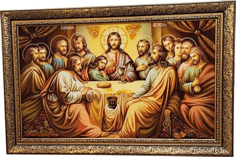 Ікона із бурштину Тайна Вечеря купити ціна 12 700 грн доставка по Україні