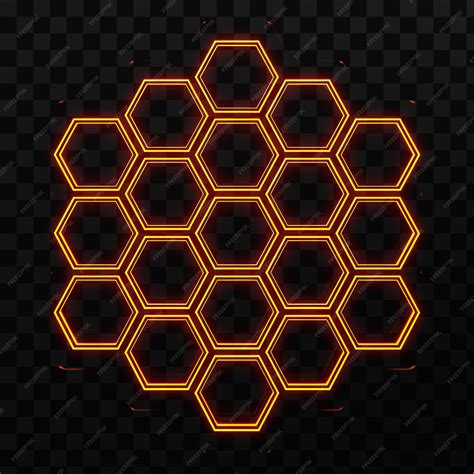검은 바탕에 고립 된 육각형 반이는 선 패턴 프리미엄 Ai 생성 Psd