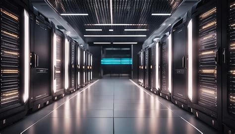 premium photo a sprawling futuristic data center with rows of servers