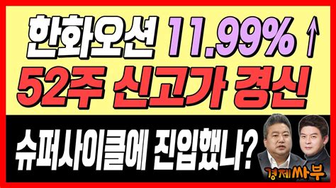 경제싸부 한화오션 1199 상승 조선주 슈퍼사이클에 진입했나 │ 주식 주가 경제 Youtube