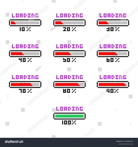 Pixel Art 8 Bit Loading Bar Set Pixel Loading Royalty Free Stock
