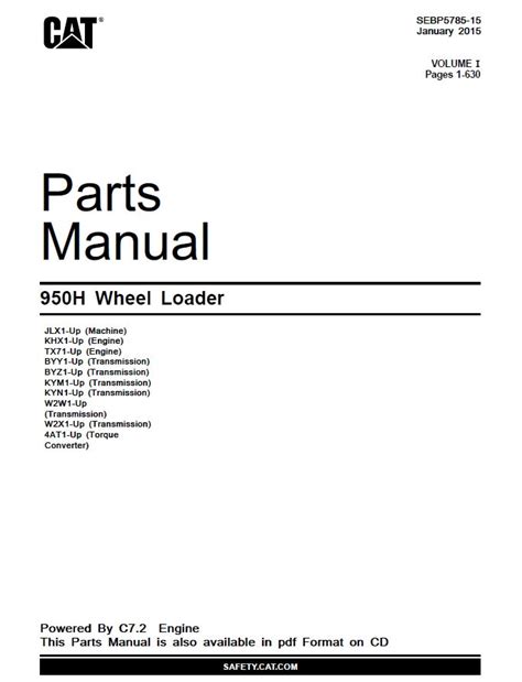 Manual De Partes Cargador Frontal Caterpillar 950h Manualesdemaquinaria