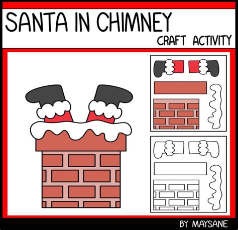 Christmas Santa Stuck In Chimney Paper Craft Set By Maysane Tpt