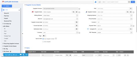 create supplier invoice apptivo