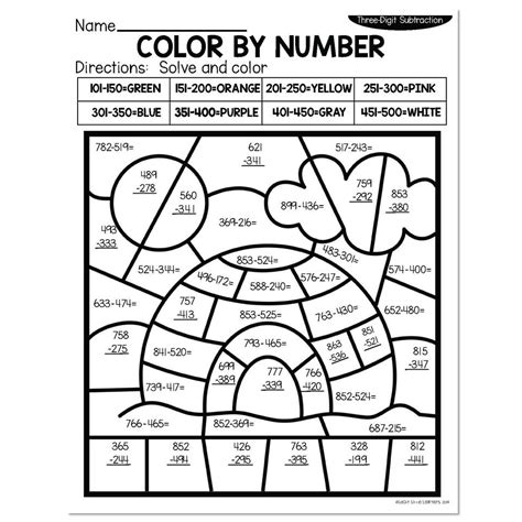 Subtraction Color By Number Artofit