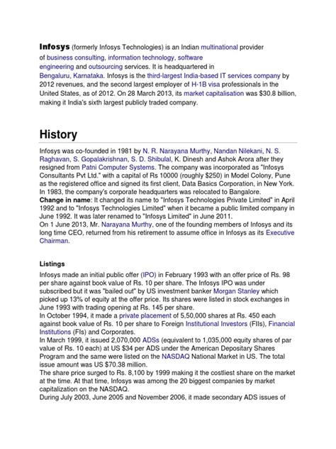 History Infosys Pdf Companies Economies