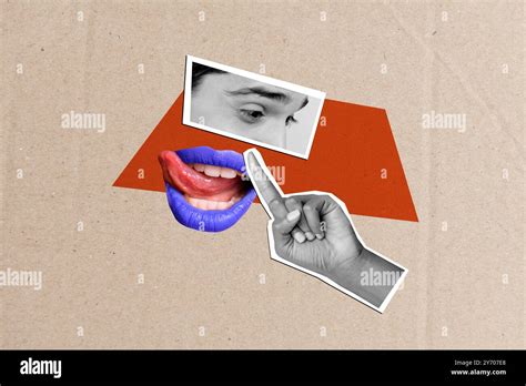 Composite Artwork Collage Image Picture Of Finger Point Guy Eyes Girl