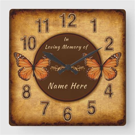 Vintage Personalized In Loving Memory Gifts Square Wall Clock Zazzle
