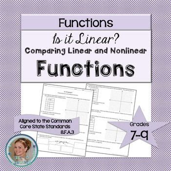 Comparing Linear And Nonlinear Functions Worksheet Identifying Functions Linear Function