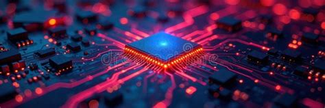 Abstract Glowing Circuit Board Digital Nodes Futuristic Tech Abstract Green Motherboard Stock