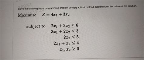 Solved Solve The Following Linear Programming Problem Using Chegg