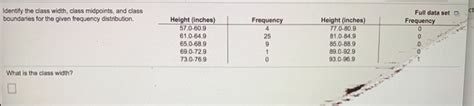 Solved Identify The Class Width Class Midpoints And Class