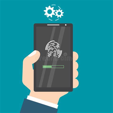 Unlocked With Fingerprint Button Access Via Finger Hands With