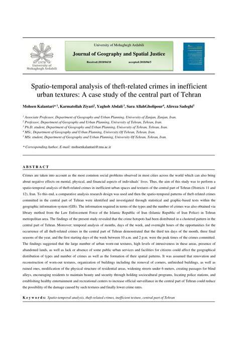 Pdf Spatio Temporal Analysis Of Theft Related Crimes In Inefficient