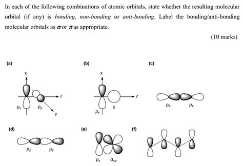 In Each Of The Following Combinations Of Atomic Orbitals State Whether The Resulting Molecular