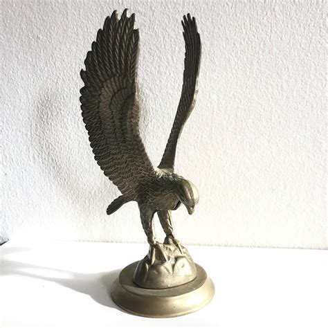 Vintage Brass Perched Eagle Statue 7 Figure Retro Mcm Home Decor Etsy