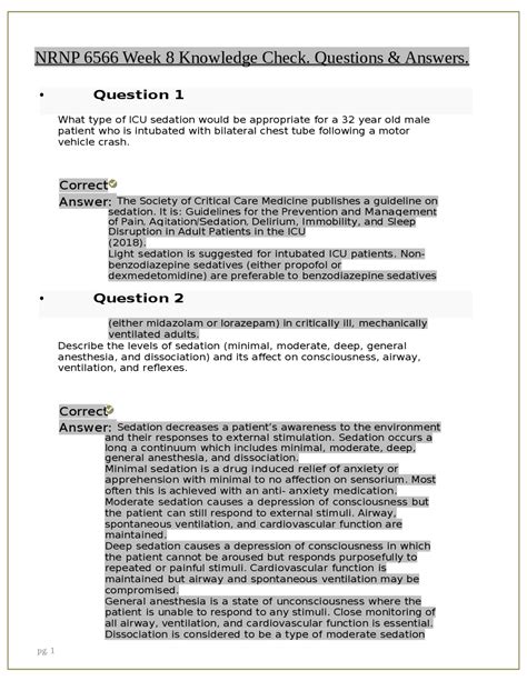 Nrnp 6566 Week 8 Knowledge Check Questions And Answers Exams History