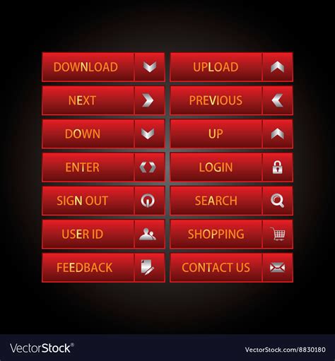web button set royalty free vector image vectorstock