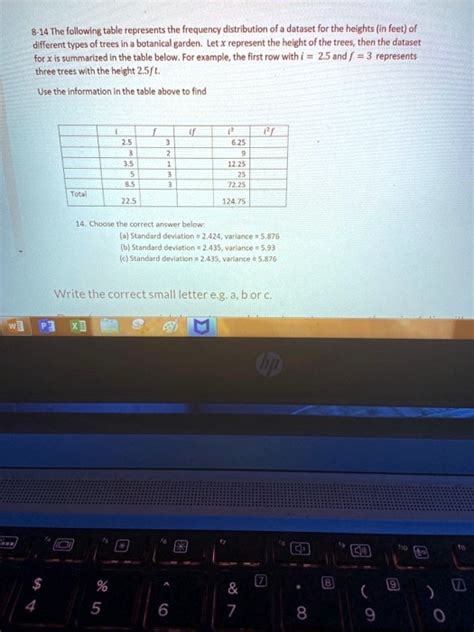 Solved 14 The Following Table Represents The Frequency Distribution