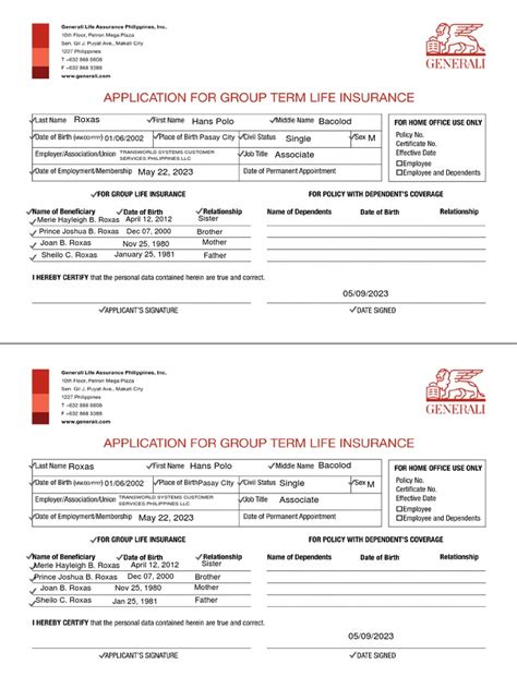 6 Generali Application Form Pdf