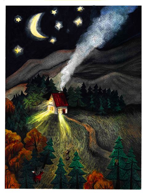 Иллюстрация Ночь в лесу